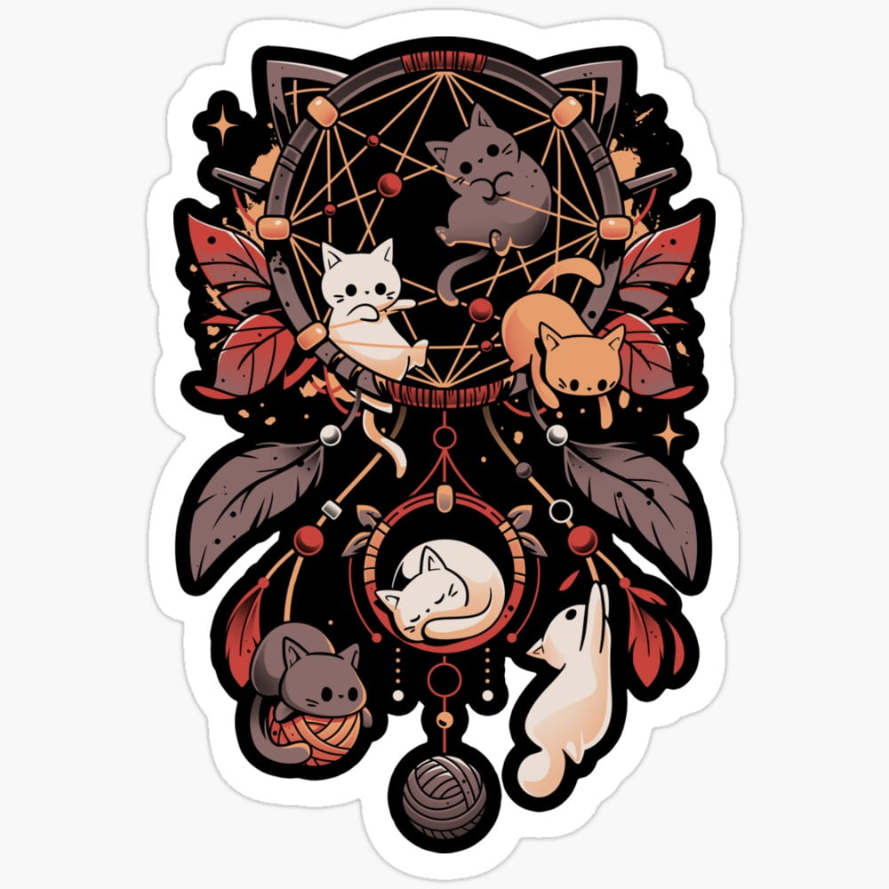 DOPASTICKER Cat Catcher - Kittens Dream Catcher Sticker Phone Decal ...