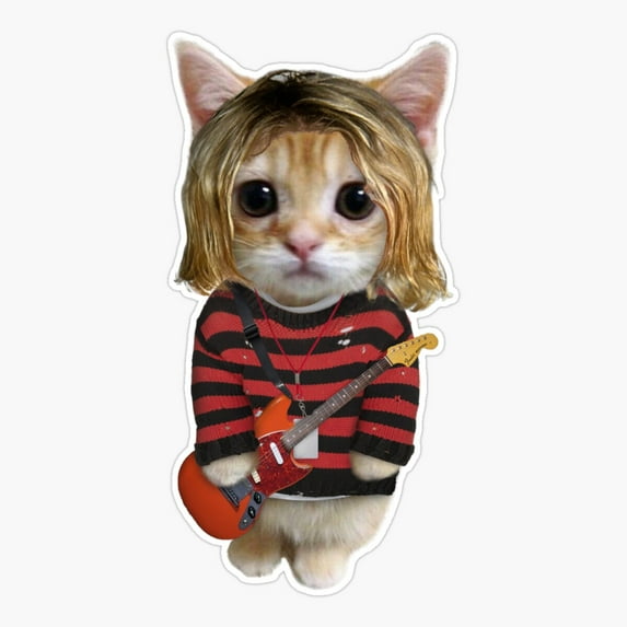 DOPASTICKER Cat Cobain Sticker, Phone Sticker Water Bottle Sticker Car ...