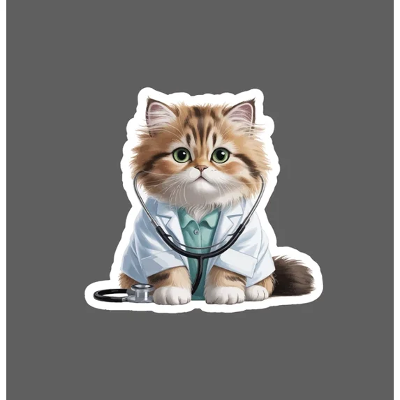 DOPASTICKER Cat Doctor Sticker Medical Med Hospital Sick Sticker Phone ...