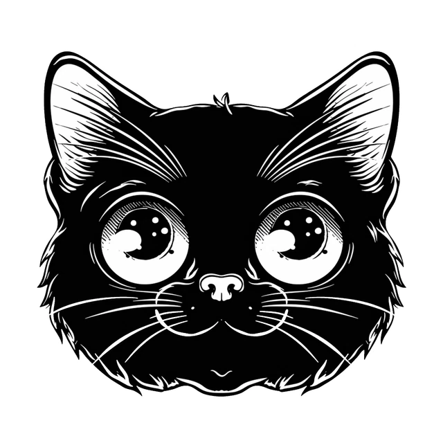 DOPASTICKER Cat Head Cute Kitty Meow Kitten Pet Adopt Black White Face ...
