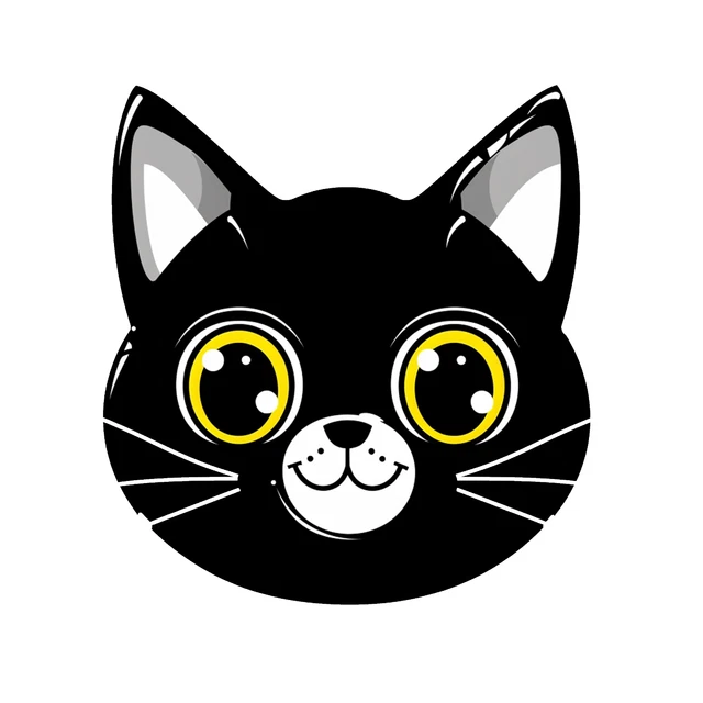DOPASTICKER Cat Head Cute Kitty Meow Kitten Pet Adopt Black White Face ...