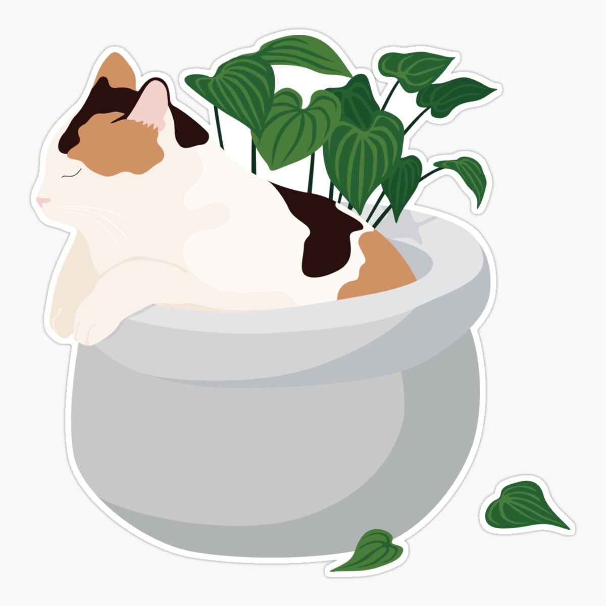 DOPASTICKER Cat In Potted Plant Sticker, Phone Sticker Car Stickers ...