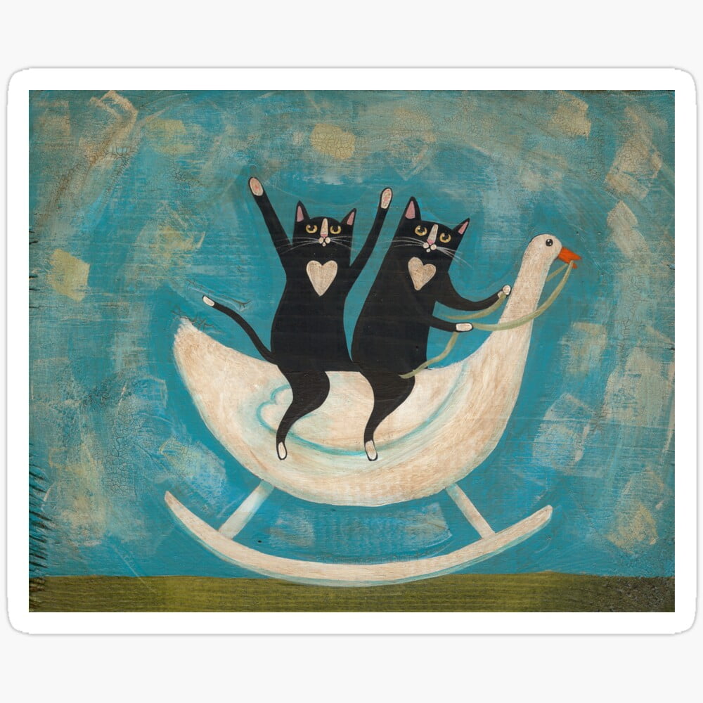 DOPASTICKER Cat On A Rocking Go.Ose Sticker Phone Decal Water Bottle ...