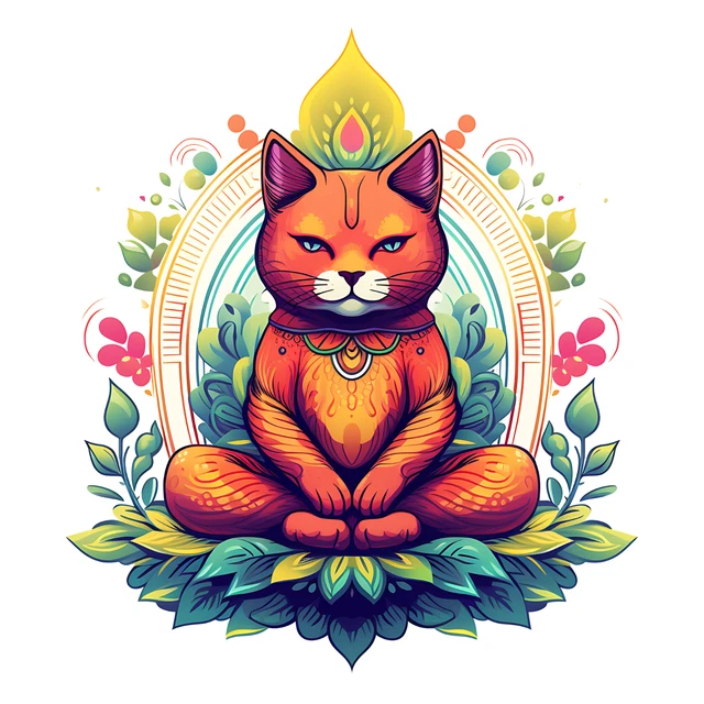 DOPASTICKER Cat Peace Sticker Colorful Art Chakra Serenity Zen ...