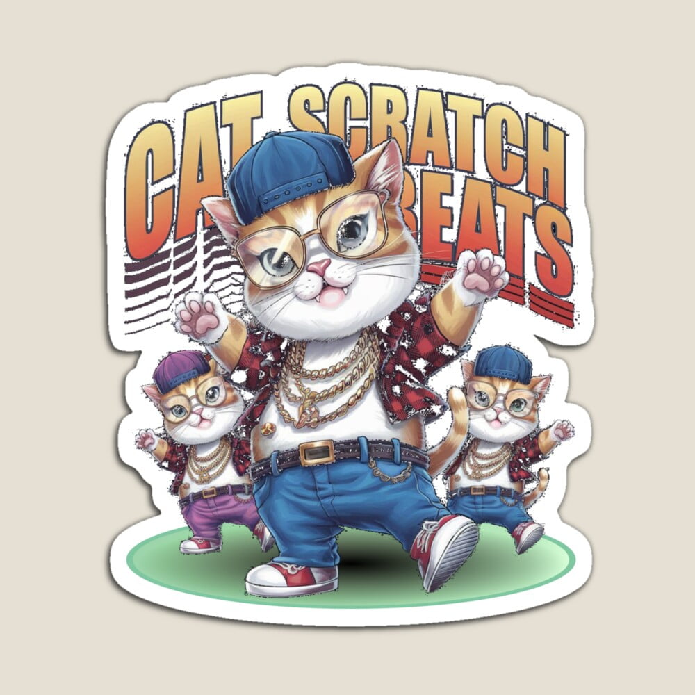 DOPASTICKER Cat Rapper Chic - Rap Cat- Rapping Cat - Catventurer - Cat Tastie - Meow Tastic ...