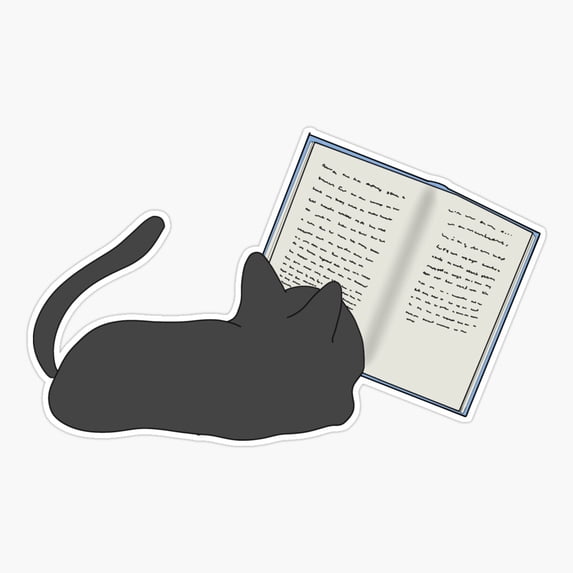DOPASTICKER Cat Reading Sticker, Phone Sticker Water Bottle Sticker Car ...