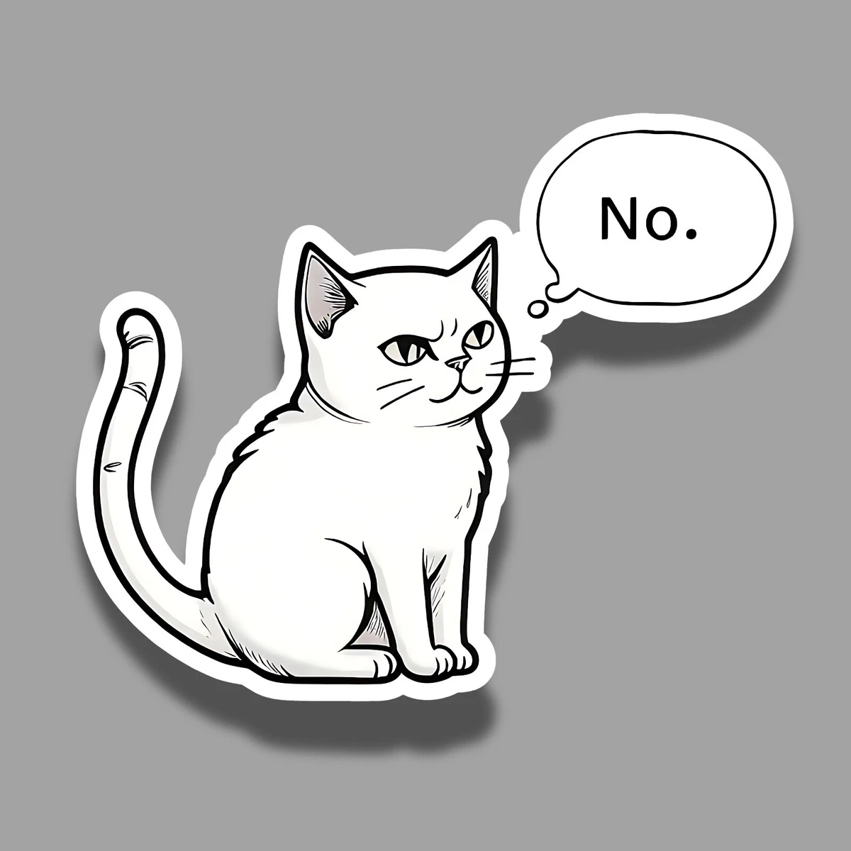 DOPASTICKER Cat Saying No Sy Attitiude Rebellious Sticker Waterproof ...
