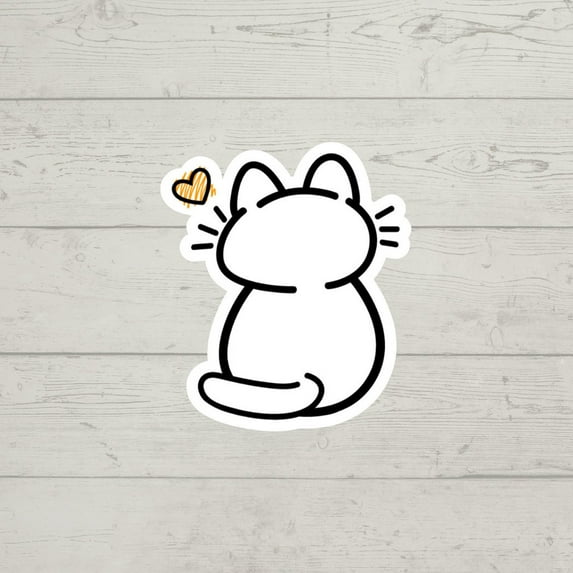 DOPASTICKER Cat Silhouette With Heart Sticker Waterproof Sticker Cute ...