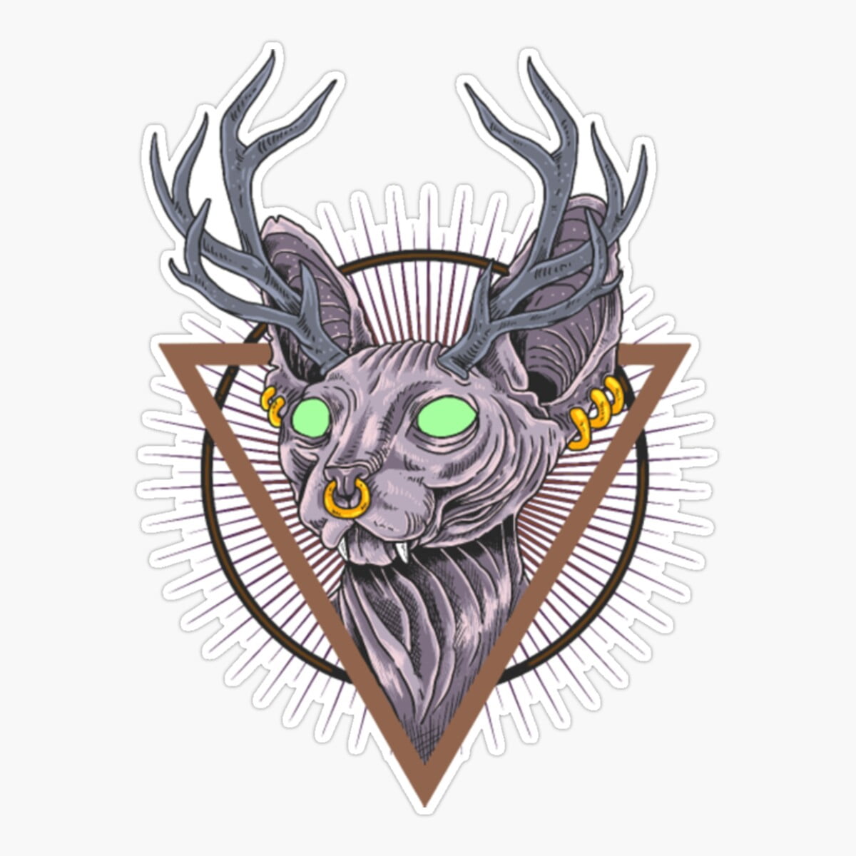 DOPASTICKER Cat Sphynx Antlers Hunting Orests Sticker, Phone Sticker ...
