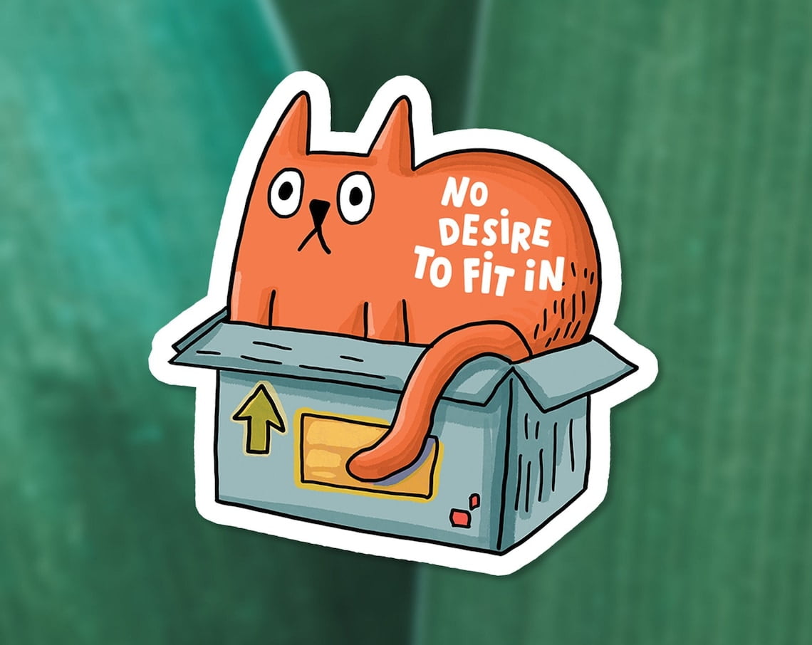 DOPASTICKER Cat Sticker - Cute Orange Cat Sticker - Cool Cat Laptop ...