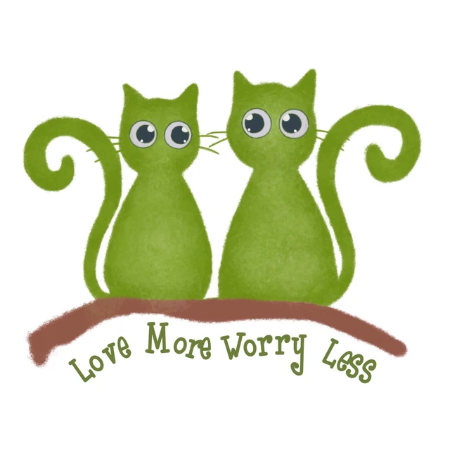 DOPASTICKER Cat Sticker Love More Worry Less Cute Meow Kitties Paw ...