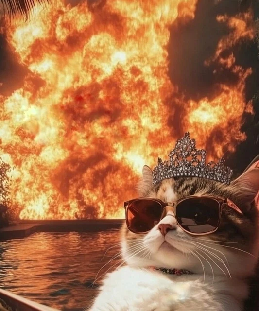 DOPASTICKER Cat Sticker Princess Everything Fine Explosion Life Crisis ...