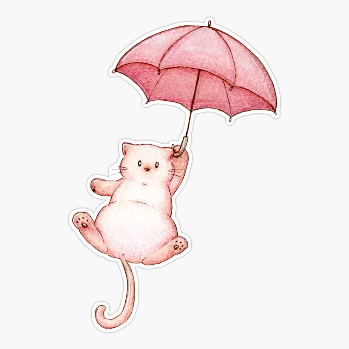 DOPASTICKER Cat With Pink Umbrella Sticker, Phone Sticker Car Sticker ...