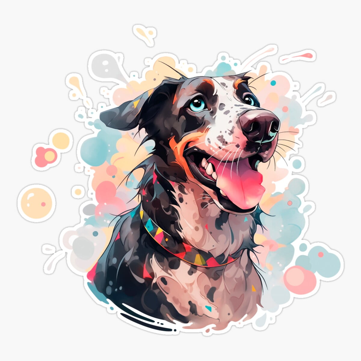 DOPASTICKER Catahoula Leo.Pard Dog With Bubbles Sticker, Phone Sticker ...