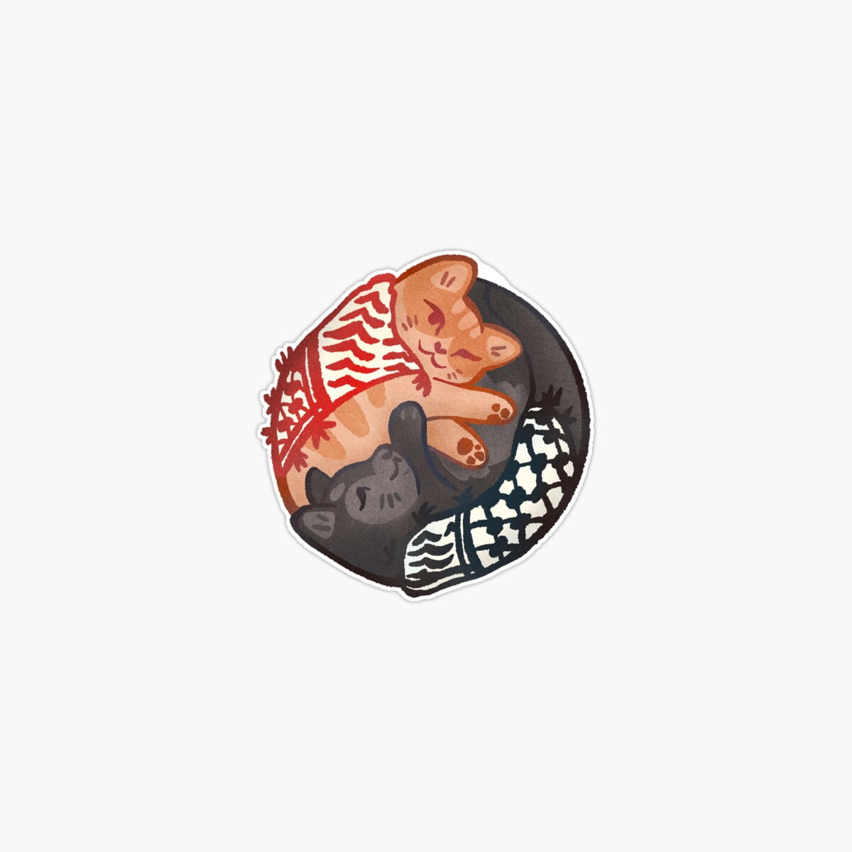 DOPASTICKER Catffiyeh (Arabic Cats Wearing Kufiya) Sticker, Phone ...