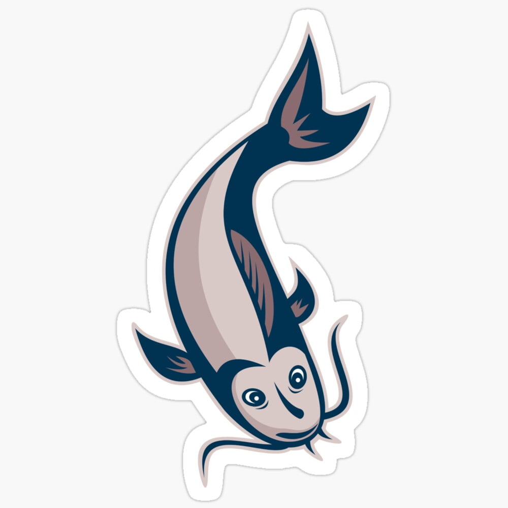 DOPASTICKER Catfish Fish Swimming Down Sticker Phone Decal Water Bottle ...