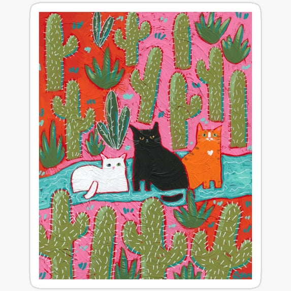 DOPASTICKER Cats Cooling Off In The Desert 3 Sticker Phone Decal Water ...