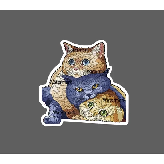 DOPASTICKER Cats Snuggling Sticker Mosiac Sticker Phone Sticker, Latop ...