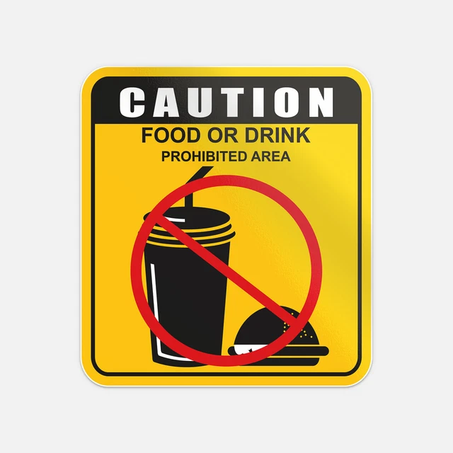 DOPASTICKER Caution Food And Drink Prohibited Area Sticker Decal Phone ...