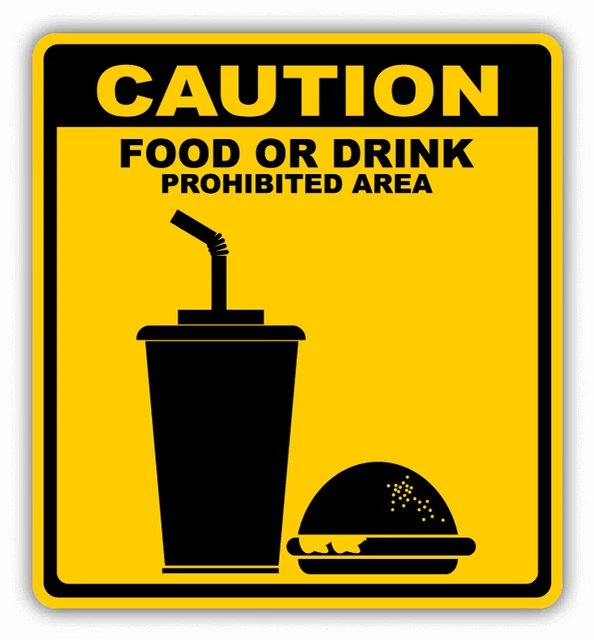 DOPASTICKER Caution Food Or Drink Prohibited Area Warning Sticker Decal ...