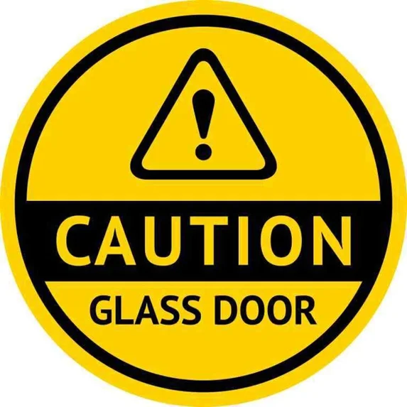 DOPASTICKER Caution Glass Door Sticker Business Sticker Doors Sticker ...