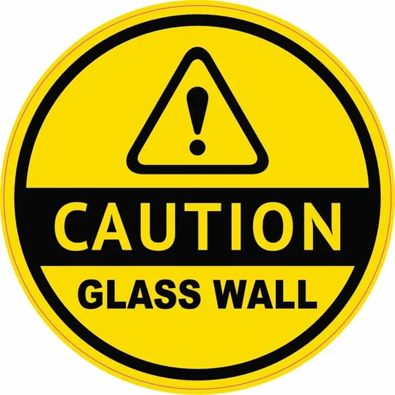 DOPASTICKER Caution Glass Wall Safety Warning Sticker Phone Sticker ...