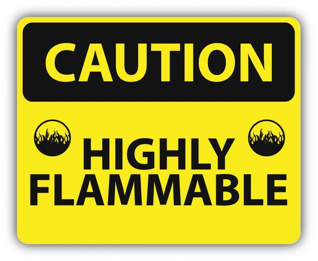 DOPASTICKER Caution Highly Flammable Sign Warning Sticker Decal Phone ...