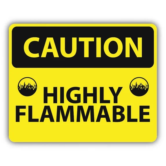 DOPASTICKER Caution Highly Flammable Sign Warning Sticker Decal Phone ...