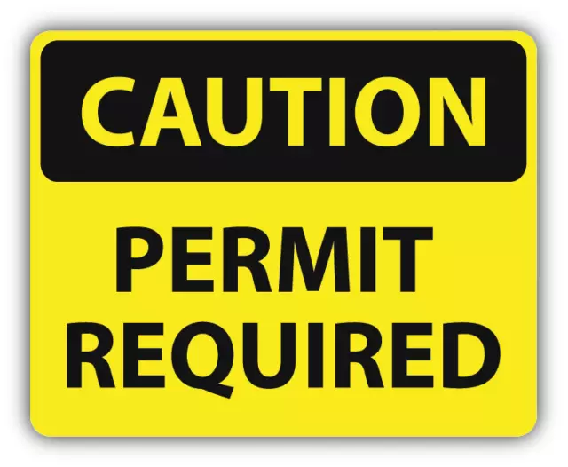 DOPASTICKER Caution Permit Required Sign Warning Sticker Decal Phone ...