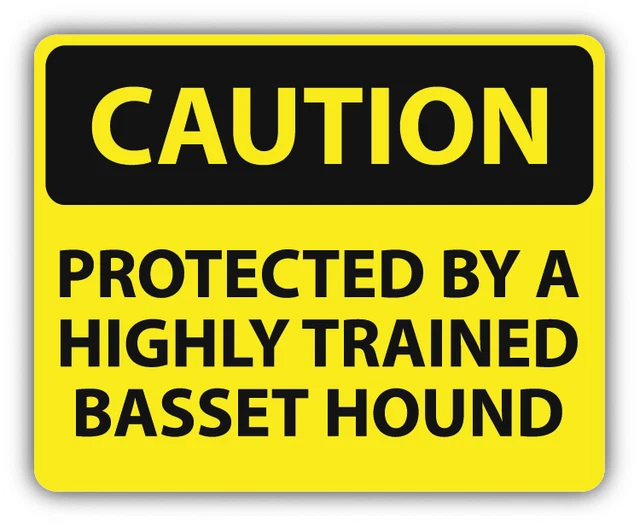 DOPASTICKER Caution Protected By Trained Basset Hound Sticker Decal ...