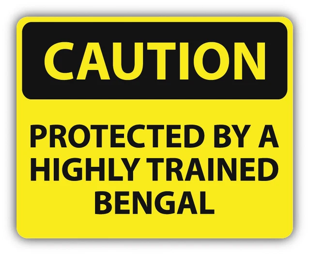 DOPASTICKER Caution Protected By Trained Bengal Sticker Decal Phone ...