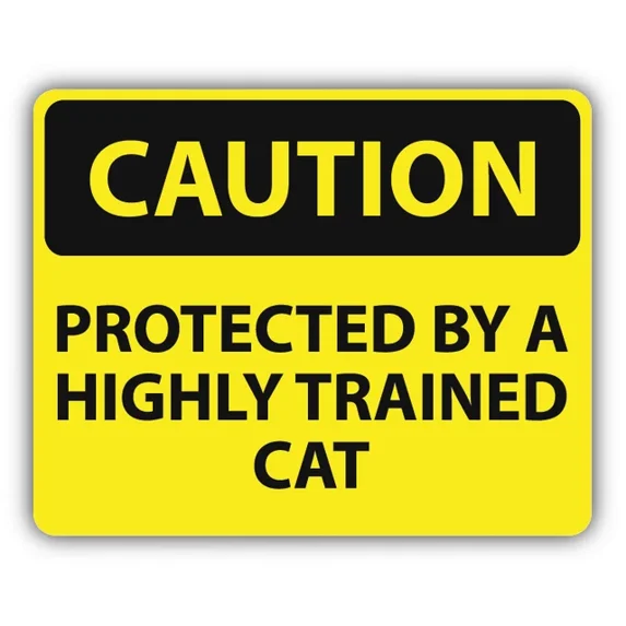 DOPASTICKER Caution Protected By Trained Cat Sticker Decal Phone Decal ...