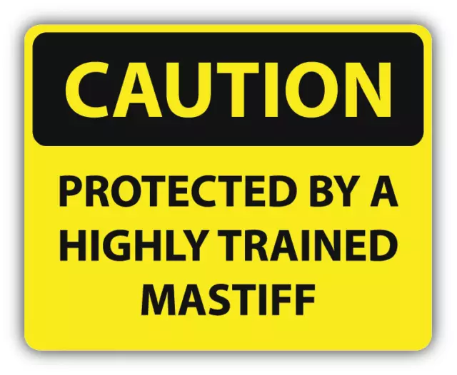 DOPASTICKER Caution Protected By Trained Mastiff Sticker Decal Phone ...