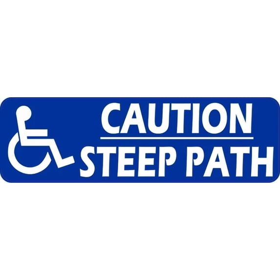 DOPASTICKER Caution Steep Path Handicap Sticker Wheelchair Users ...