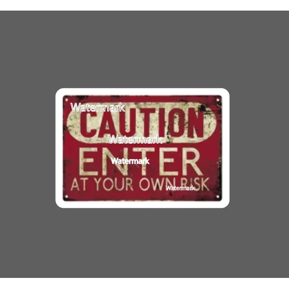 DOPASTICKER Caution Sticker Enter Own Risk Sticker Phone Sticker, Latop ...