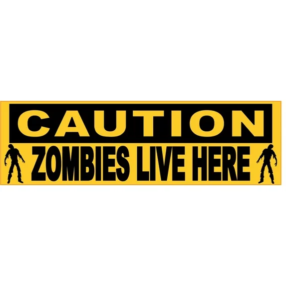DOPASTICKER Caution Zombies Live Here Sticker Horror Scary Zombie ...