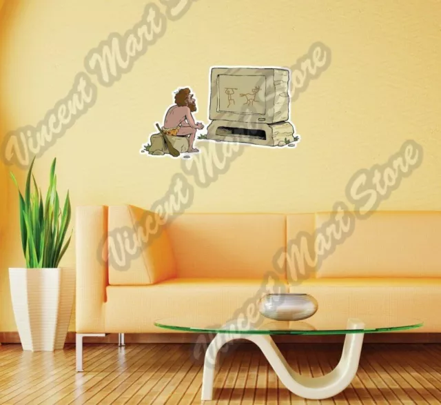 DOPASTICKER Caveman Watching Tv Cartoon Gift Wall Sticker Room Interior ...