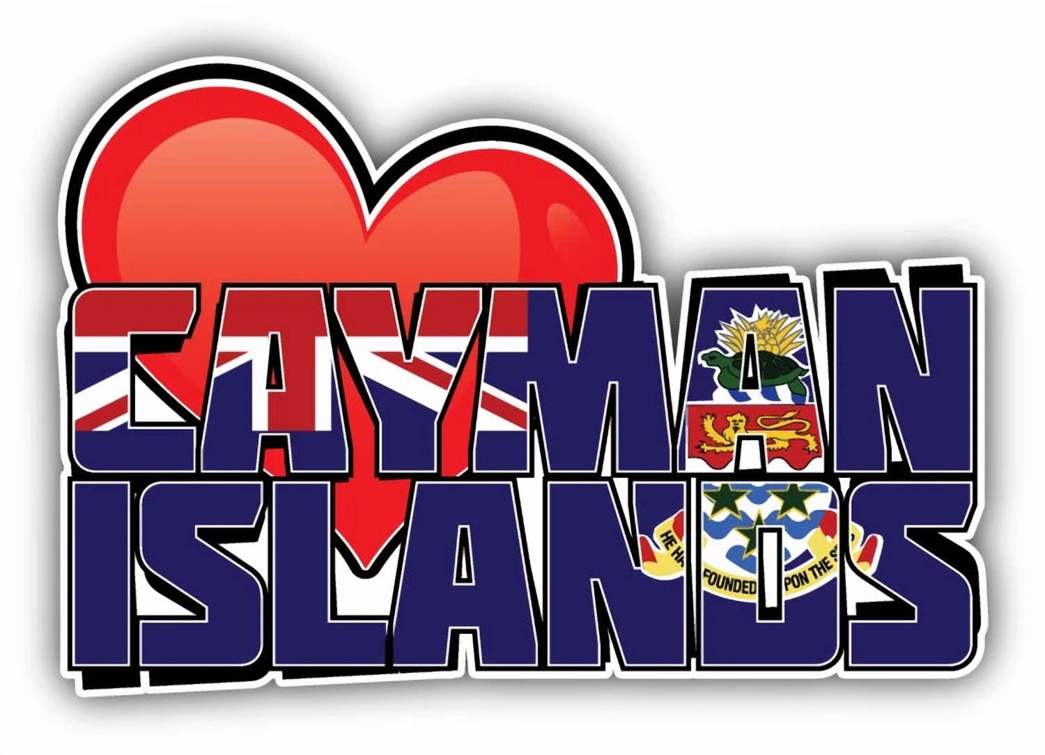 DOPASTICKER Cayman Islands Art Heart Flag Travel Car Bumper Sticker ...
