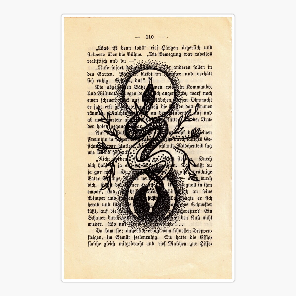 DOPASTICKER Celestial Snakes On A Vintage Page Art Sticker, Phone ...