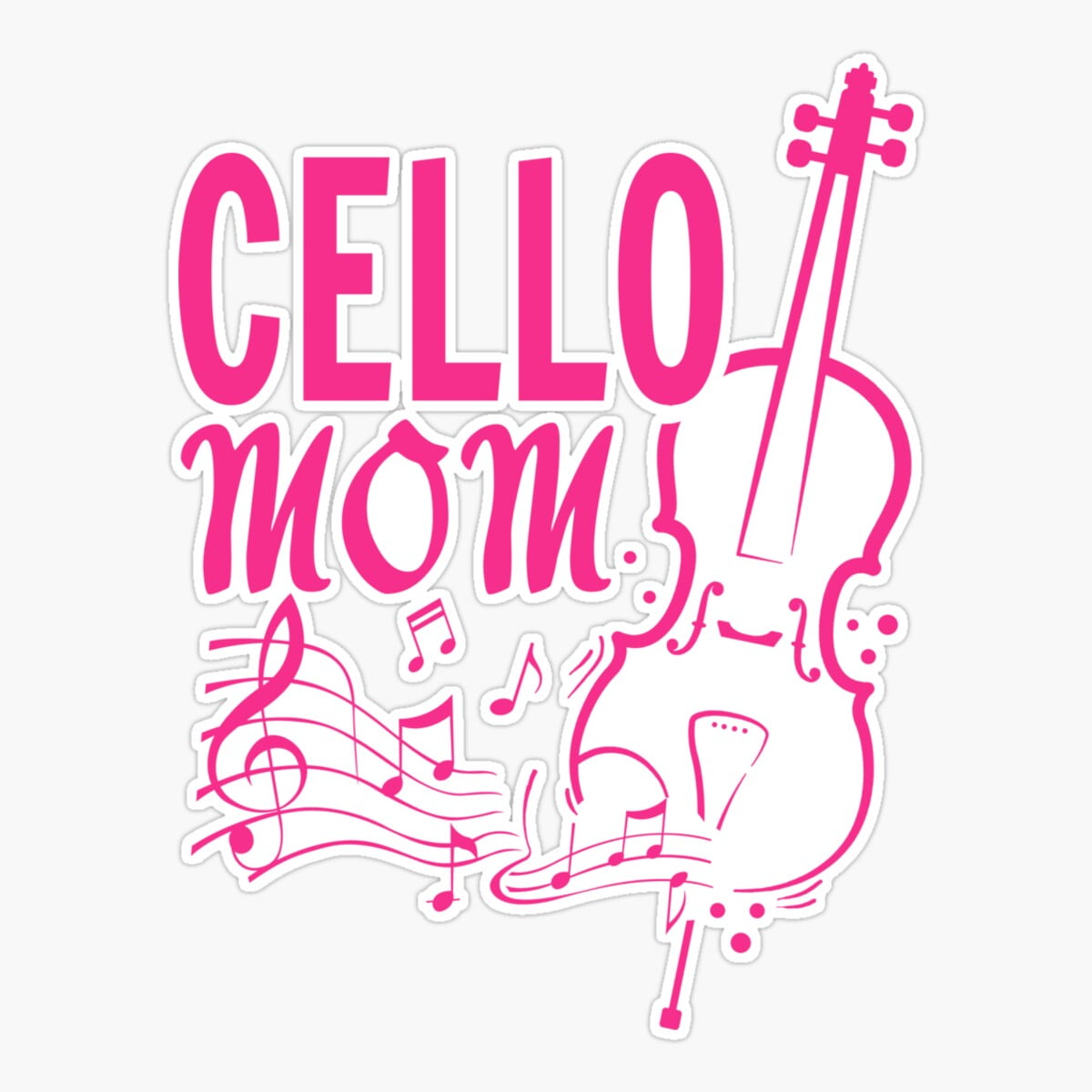 DOPASTICKER Cello Mom Cellist Musician Music Melody Lover Gift Sticker ...