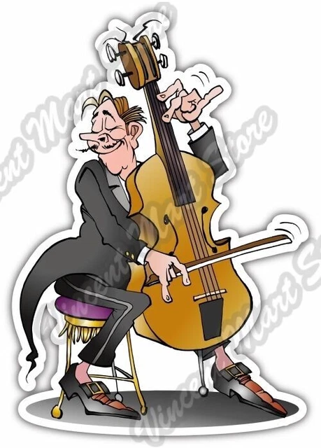 DOPASTICKER Cello Player Music Cartoon Gift Idea Car Sticker Decal ...