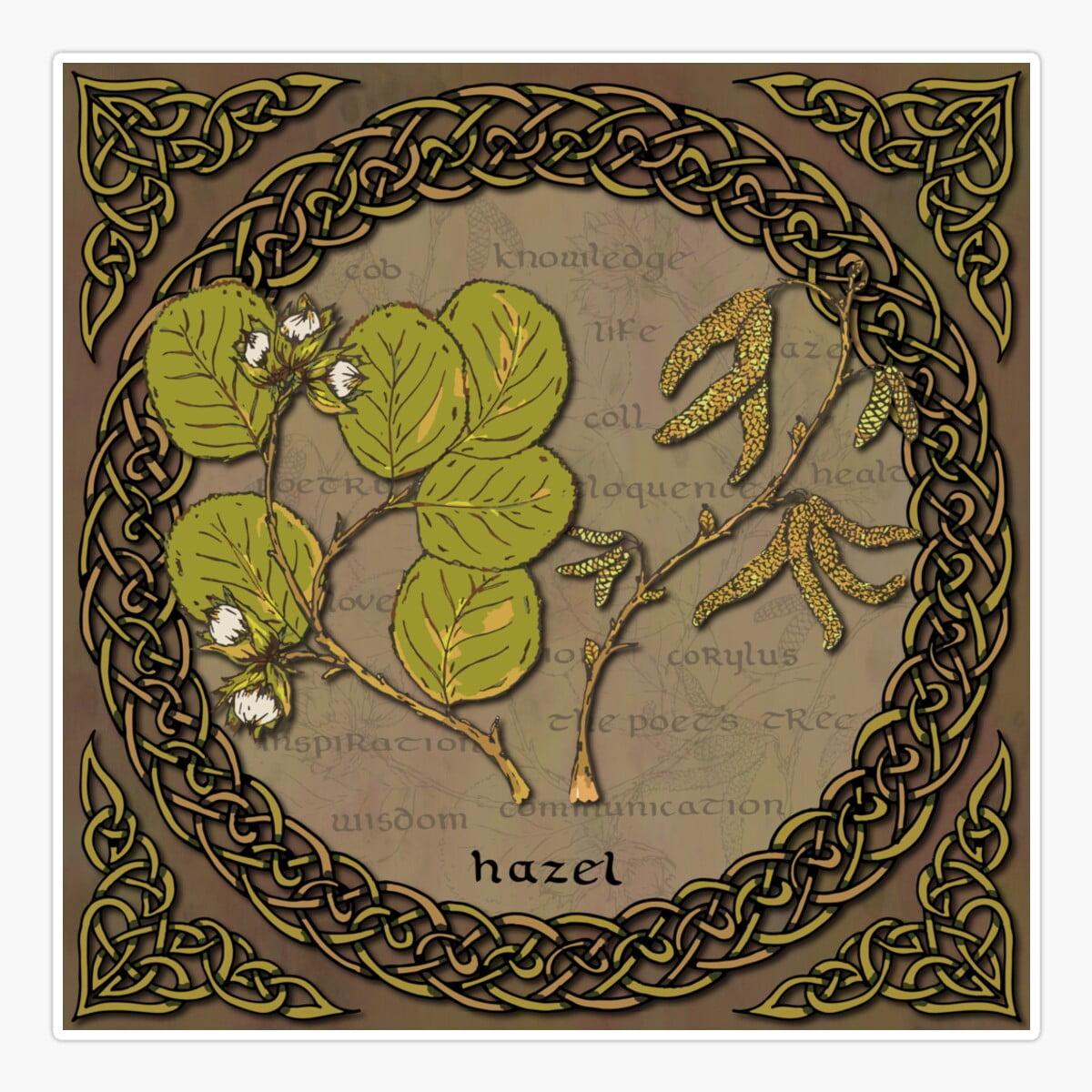 DOPASTICKER Celtic Hazel Sticker, Phone Sticker Water Bottle Sticker ...