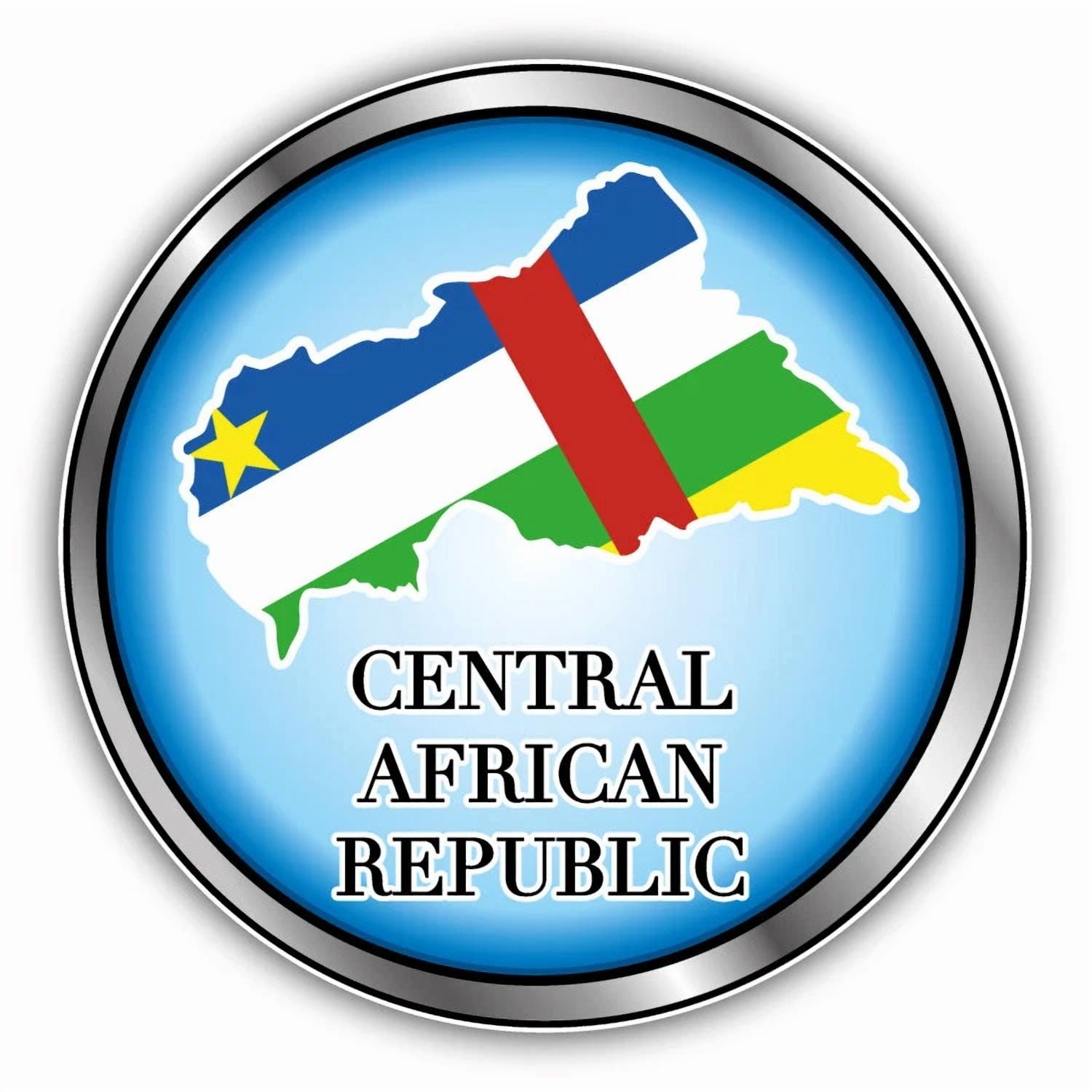 DOPASTICKER Central African Republic Map Flag Glossy Label Car Bumper ...