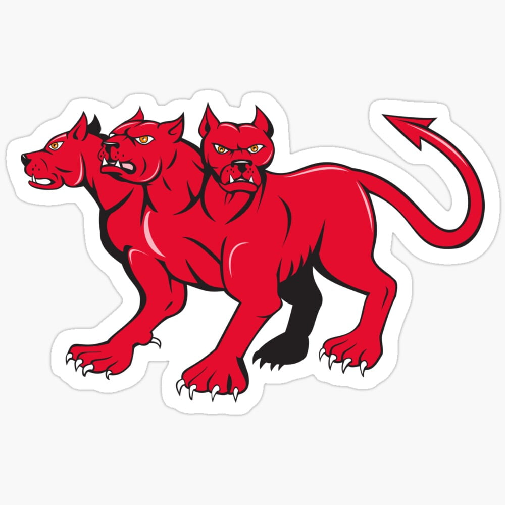 DOPASTICKER Cerberus Multi-Headed Dog Hellhound Cartoon Sticker Phone ...
