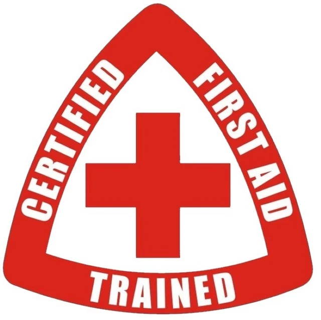 DOPASTICKER Certified First Aid Trained Sticker Red On White Sticker ...