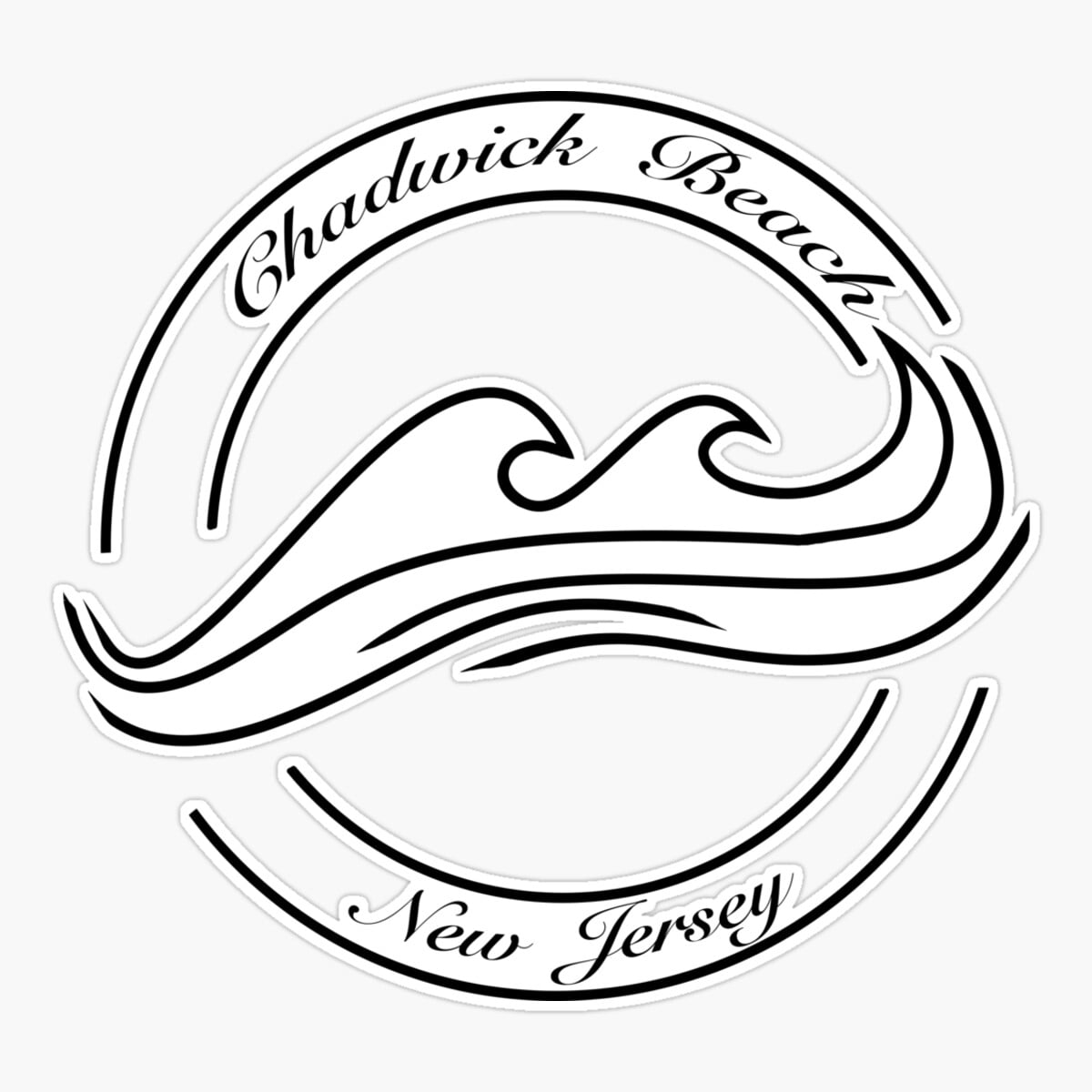 DOPASTICKER Chadwick Beach Wave Circle - Black Sticker, Phone Sticker ...