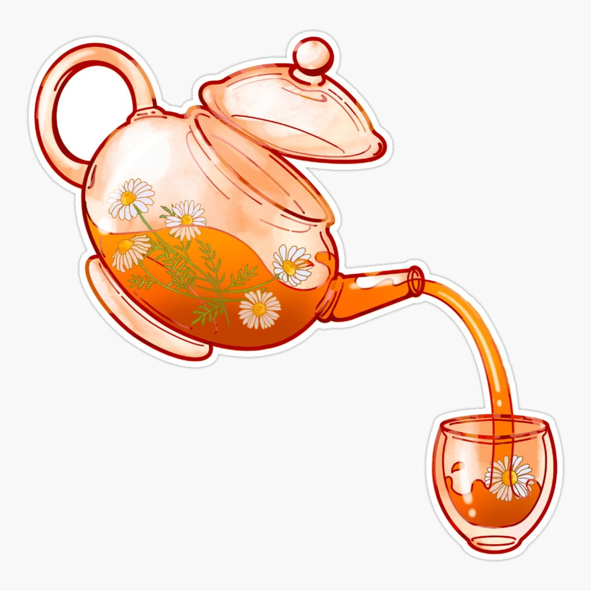 DOPASTICKER Chamomile Pour Sticker, Phone Sticker Water Bottle Sticker ...