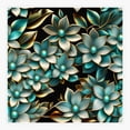 DOPASTICKER Champagne Teal & Gold Floral, Elegant Botanical Luxury ...