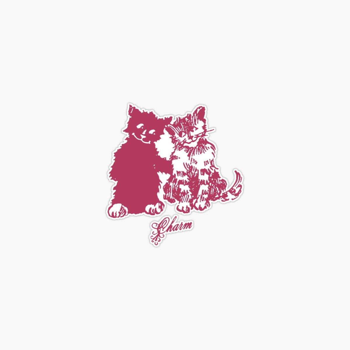 DOPASTICKER Charm Clairo Cat Best Friends Drawing Sticker, Phone ...