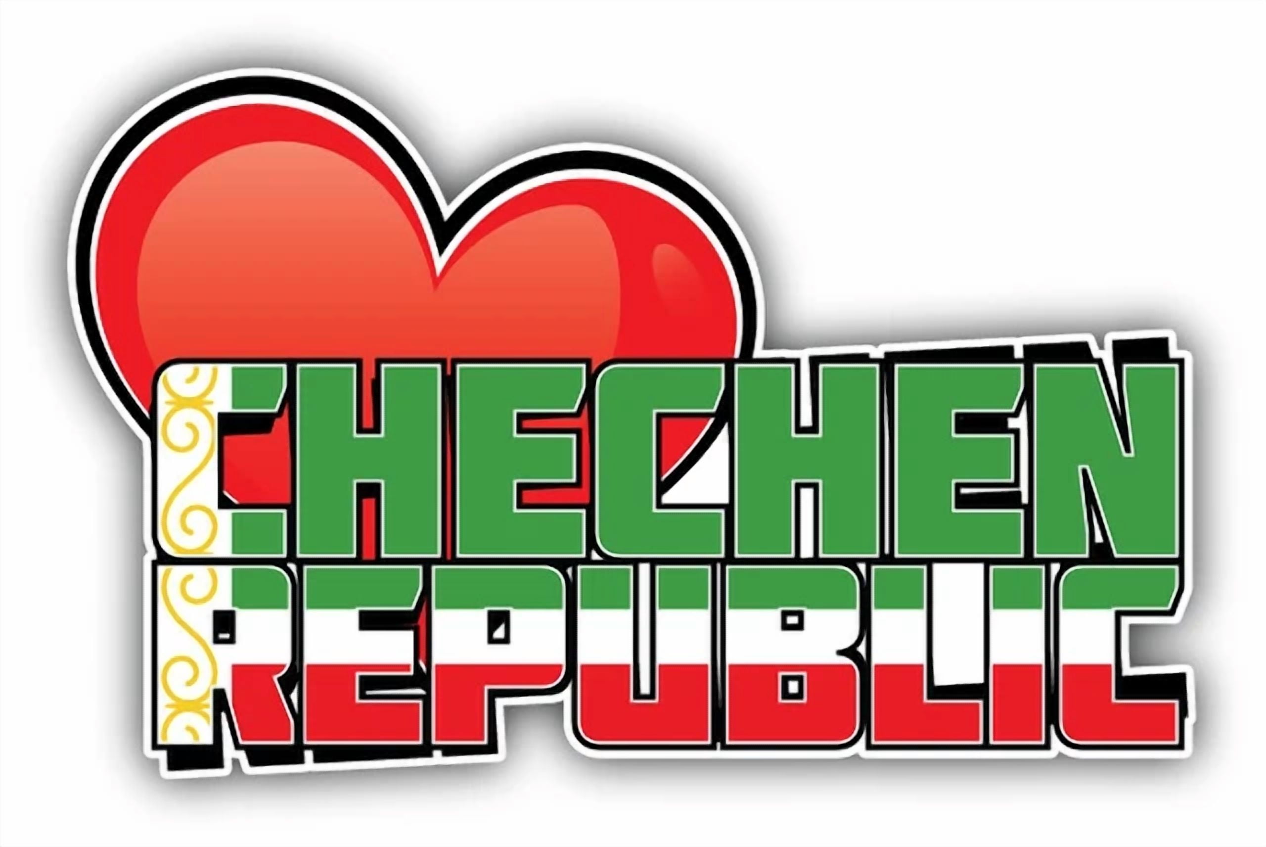 DOPASTICKER Chechen Republic Art Heart Flag Travel Sticker Decal Phone ...